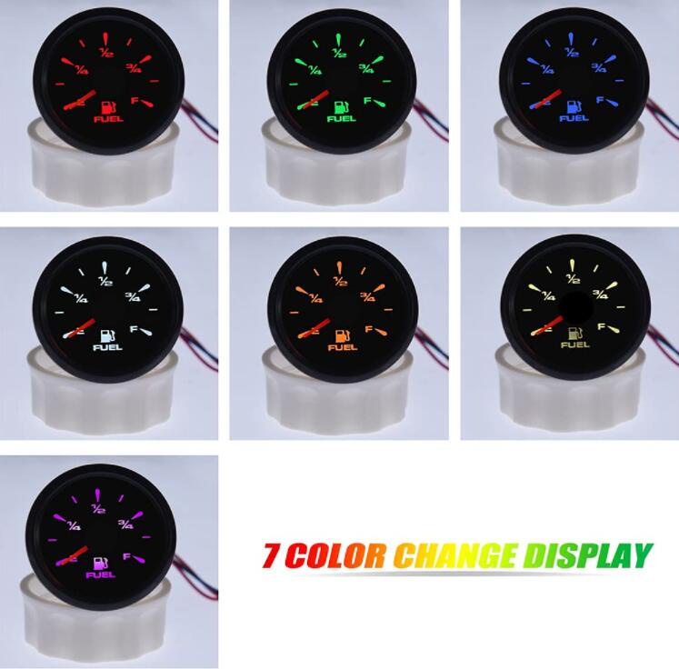 240-33ohm /0-190ohm Signal 52MM 7 Colors backlight Universal Fuel Level ...