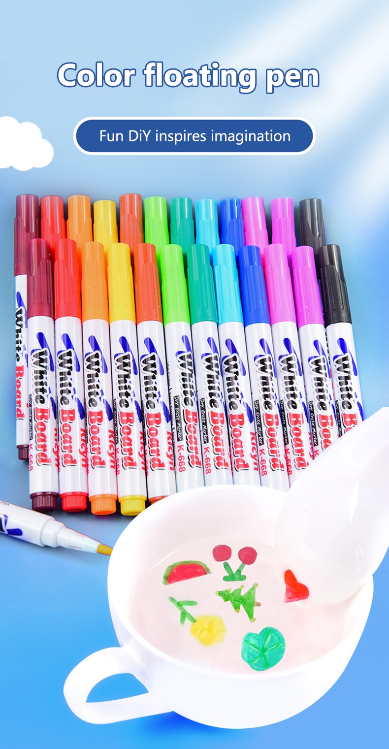 Colored Floating Marker Pen Paint Can Float on Water Surface Creative ...