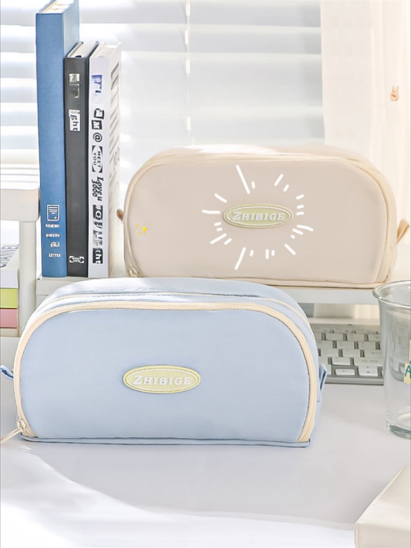 Double Layer Pencil Case Large Capacity Minimalist Girl Student Fabric ...