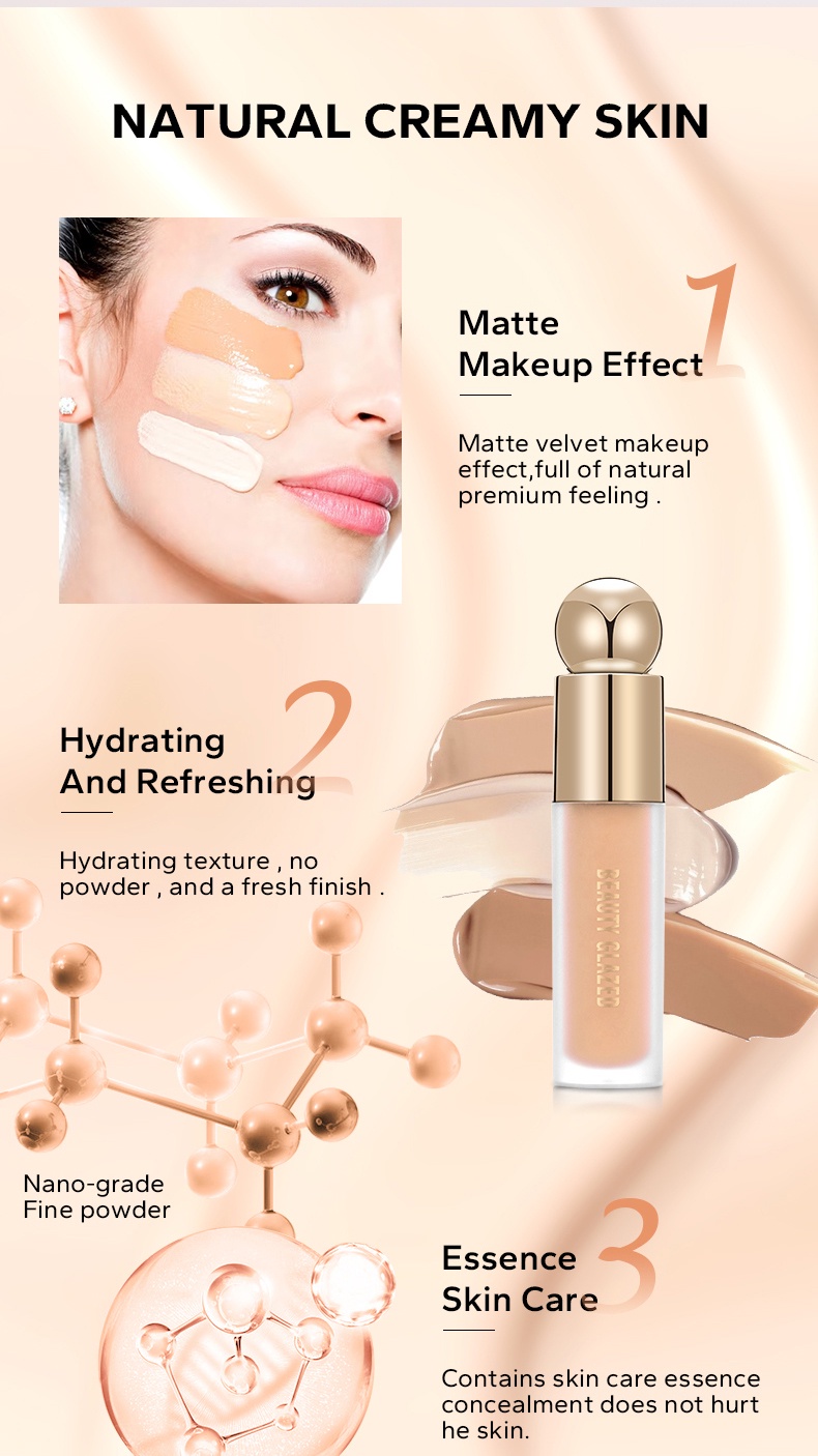 BEAUTY GLAZED Face Makeup Fullcoverage Concealer 2pcs Matte Waterproof ...