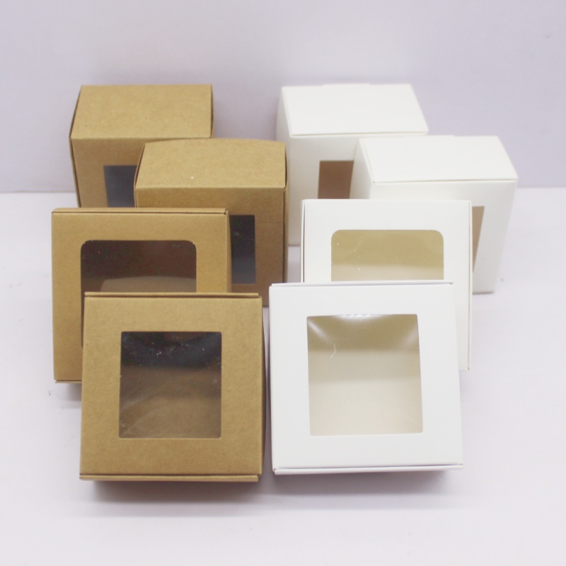 10pcsNew 7x7x3/4/5cm Series Gift Packaging Box Paper Packaging Box PVC ...