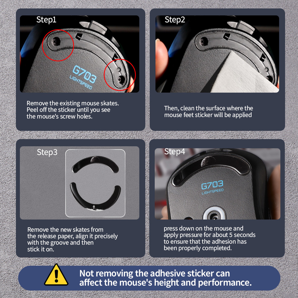 Glass Mouse Skates for Logitech G703 / G603 / G403 Wireless Gaming ...