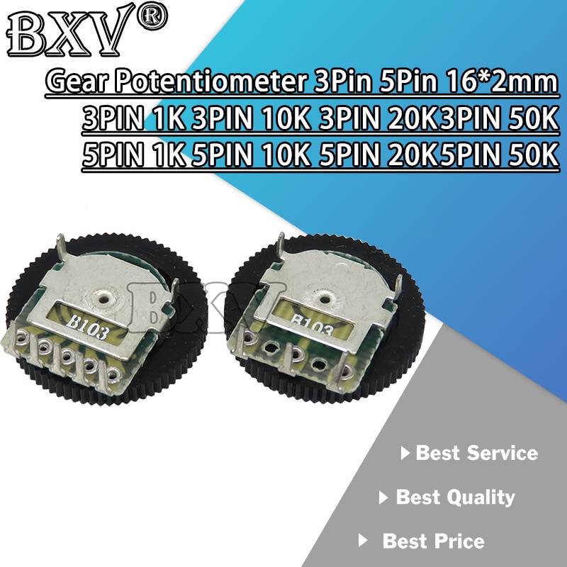 10PCS New Double Gear Tuning Potentiometer B102 B103 B203 B503 B1K B10K ...