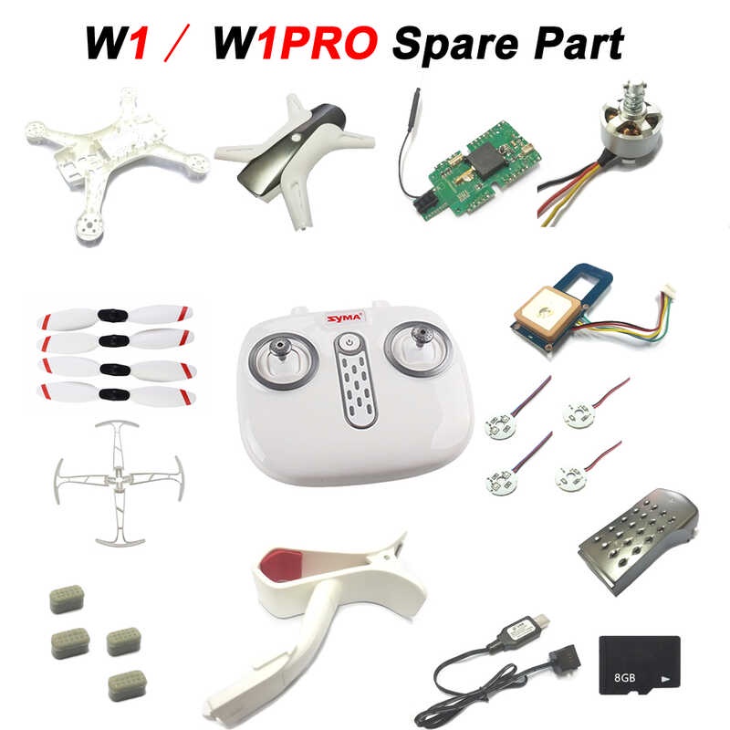 Drone Parts List SYMA W1 W1Pro Propeller Guard Motor Body Shell Foot Pad Battery Phone Holder ...