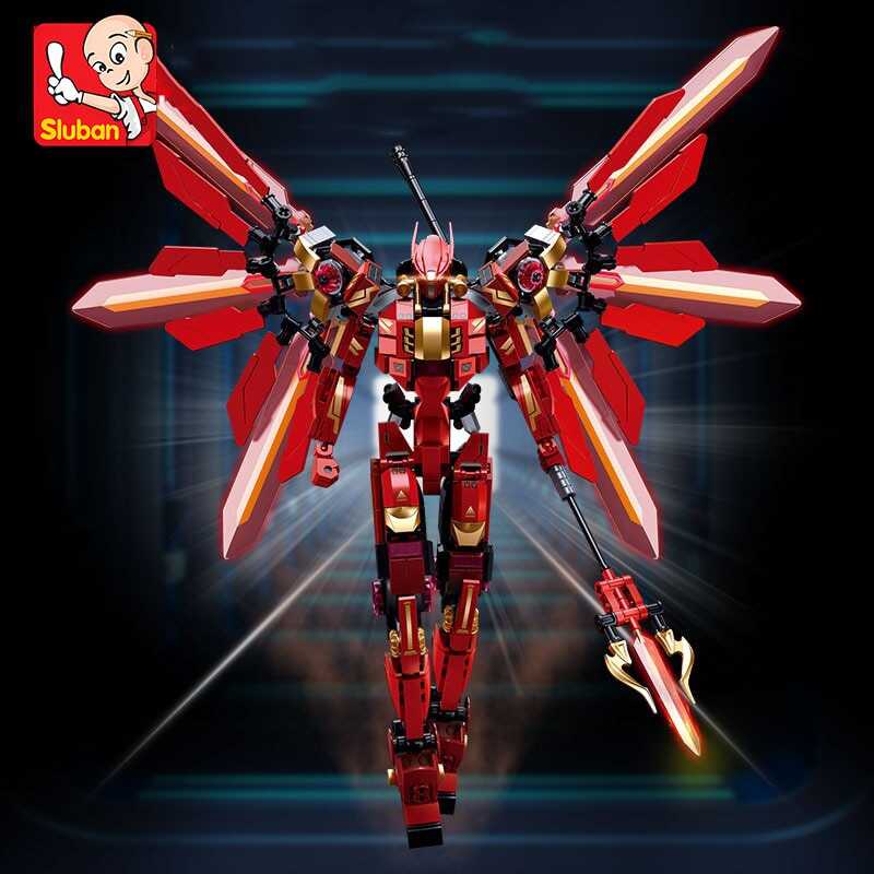511Pcs Sluban Red Halberd Warrior Robot Building Blocks Toys, Battle ...
