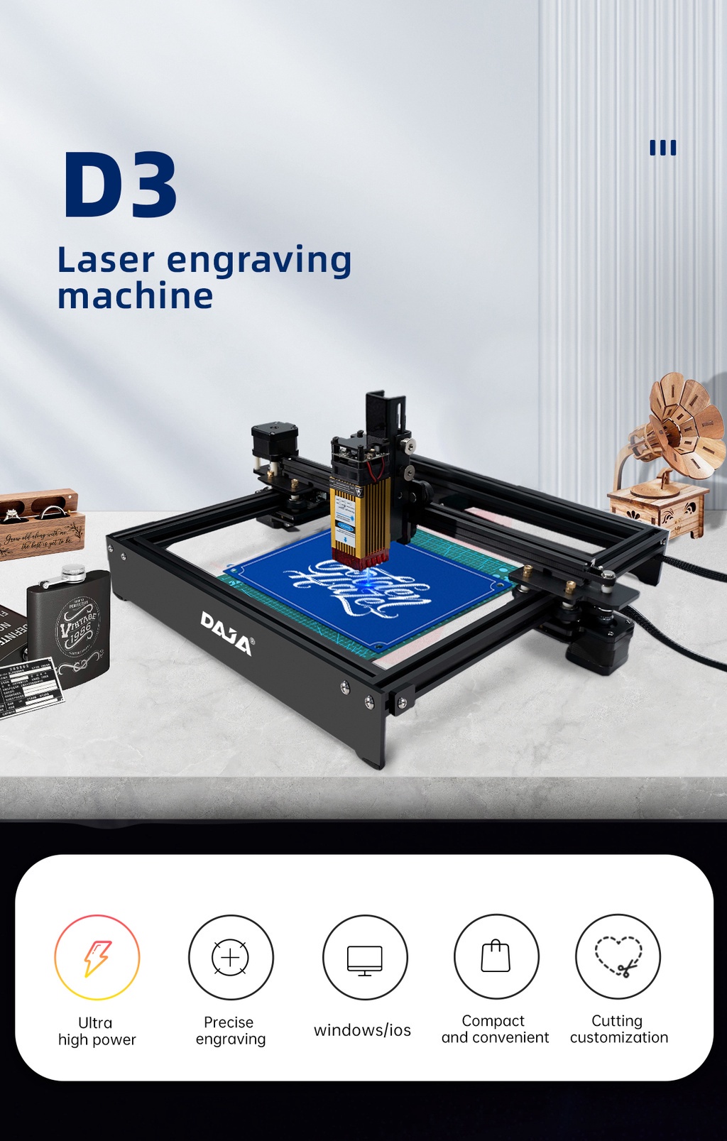 DAJA D3 Laser Engraver Machine Laser Marking Metal Stainsteel Acrylic ...