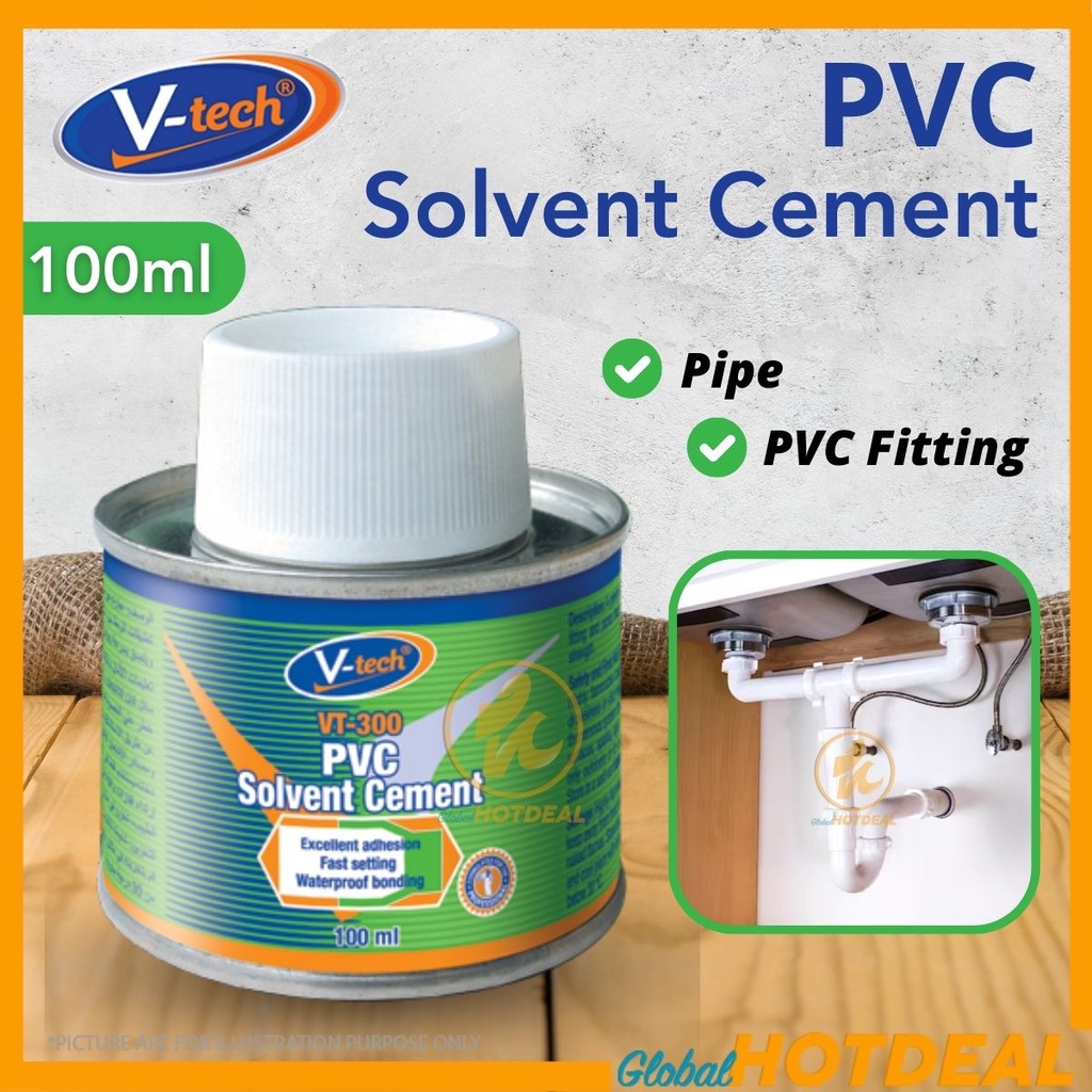 VTECH VT-300 PVC Solvent Cement 100ml Clear Color Bond and Fitting PVC ...