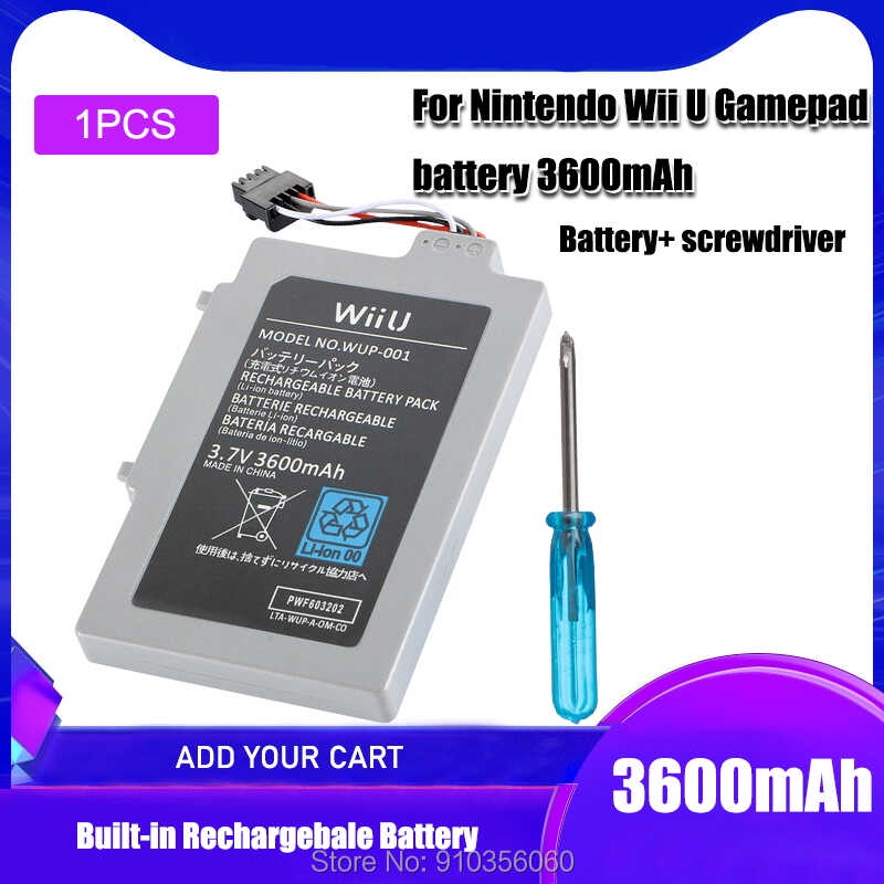 1PCS 3.7V 3600mAh Rechargeable Lithium Battery Pack for Nintendo Wii U ...