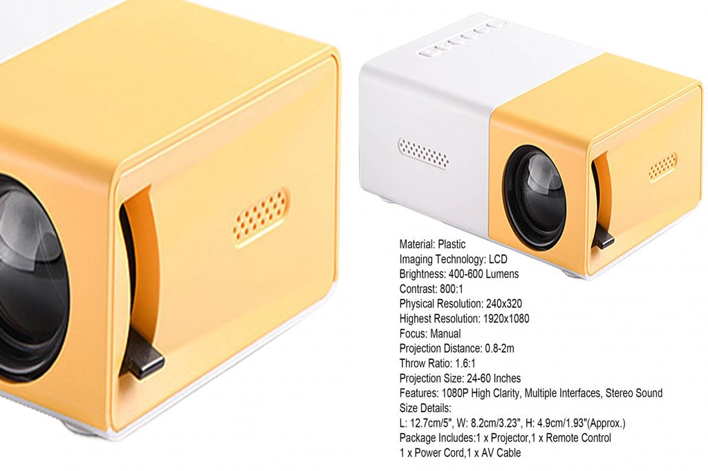 [RB] 1 Set 400-600 Lumens Movie Projector Home Supplies 1080P Clear ...