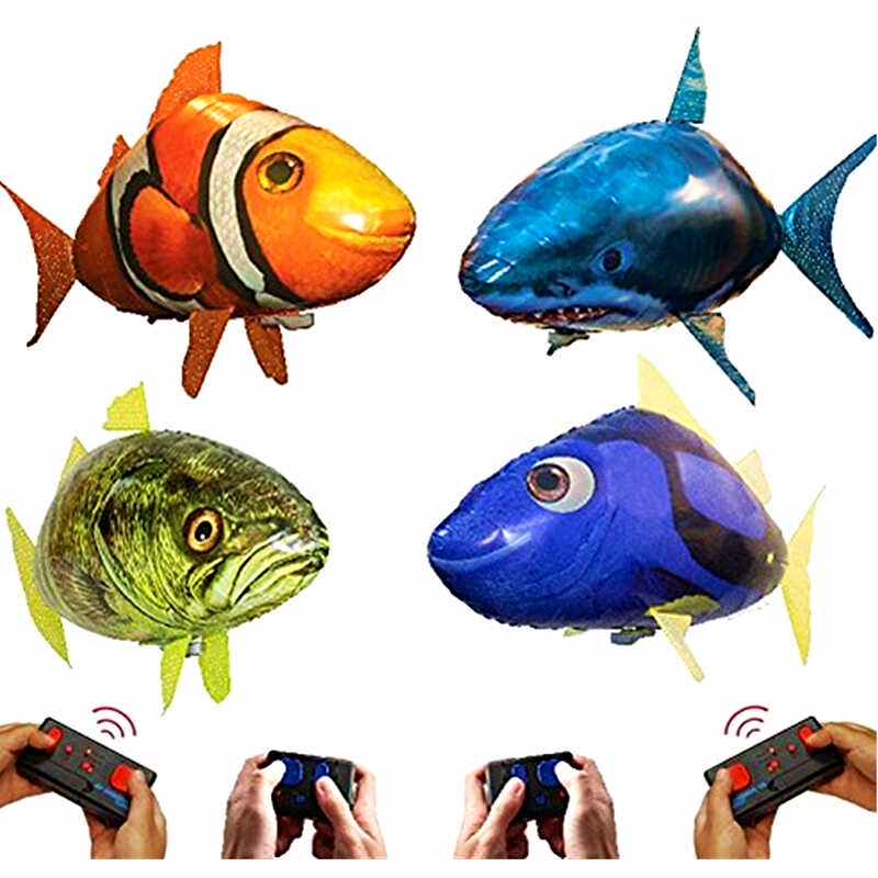 Remote Control Shark Clownfish Toys Swimming Fish Infrared RC Flying ...