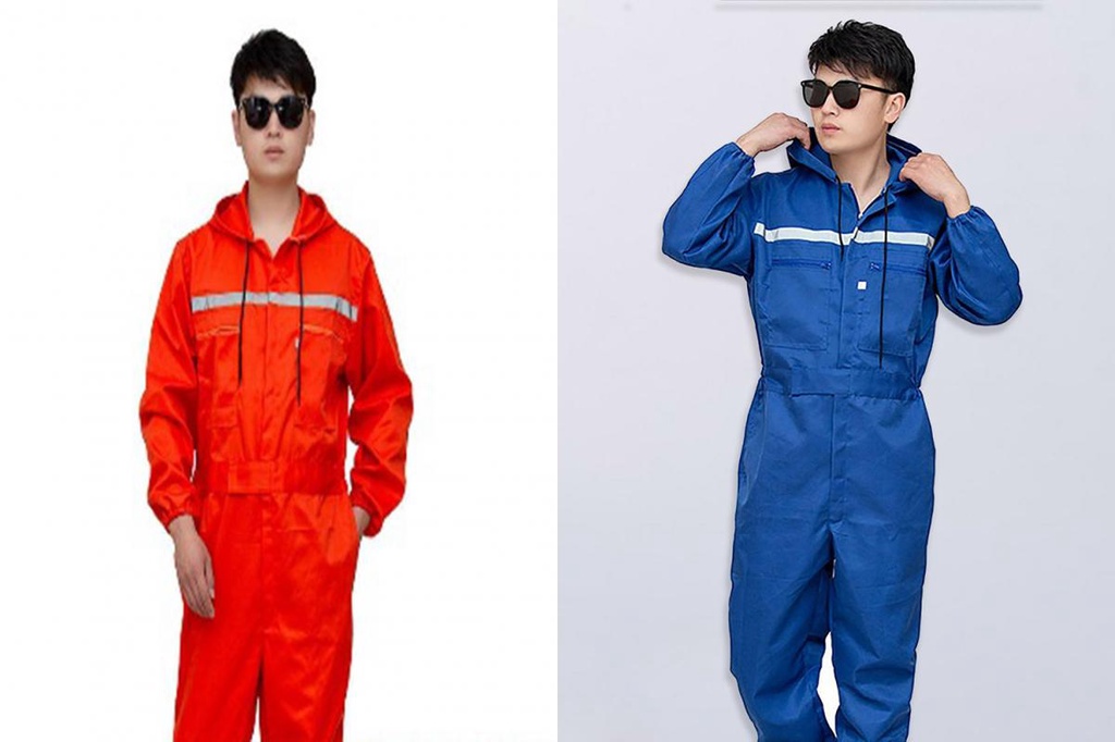 Work Clothes Work Jumpsuit Reflective Zipper Pockets Unisex Work ...