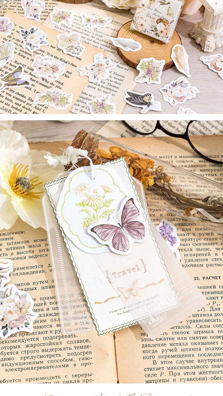 ENWEI 46 Pcs [Floral Butterfly Series] Simplicity Journal Stickers ...