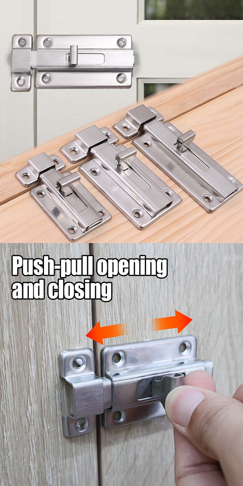 2/3/4 inch Door Lock Hasp Latch - Anti-Theft Security Gate Bolt With ...