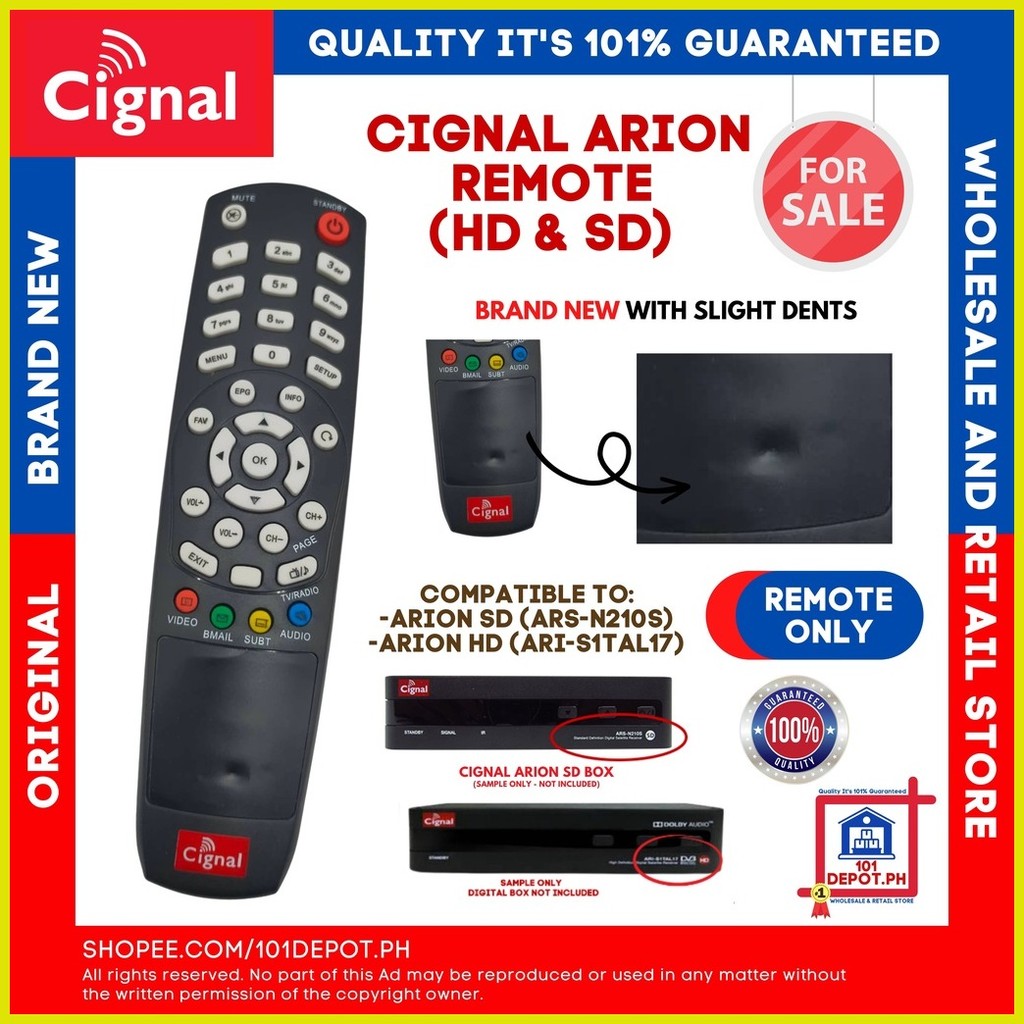 ♒ ஐ Cignal Remote for ARION SD (ARS-N210S) / ARION HD (ARI-S1TAL17 ...
