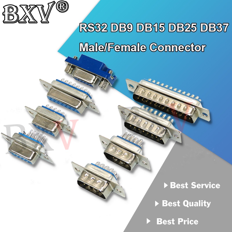 2PCS DB9 DB15 DB25 DB37 Male/Female RS232 Wire Welding Serial Port Plug Connector, Welding DB ...