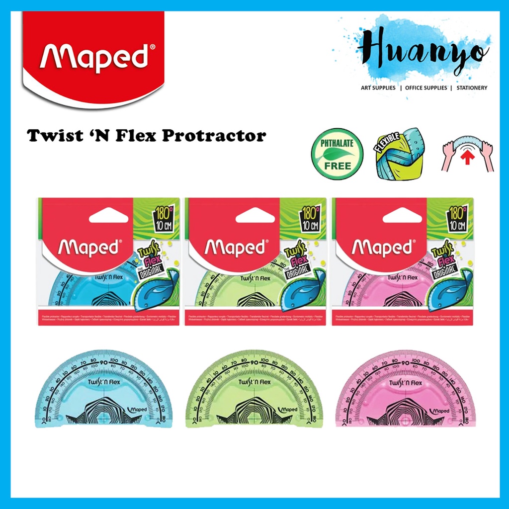 Maped Twist 'N Flex 180 Degree Protractor For Math & Geometry Drafting ...