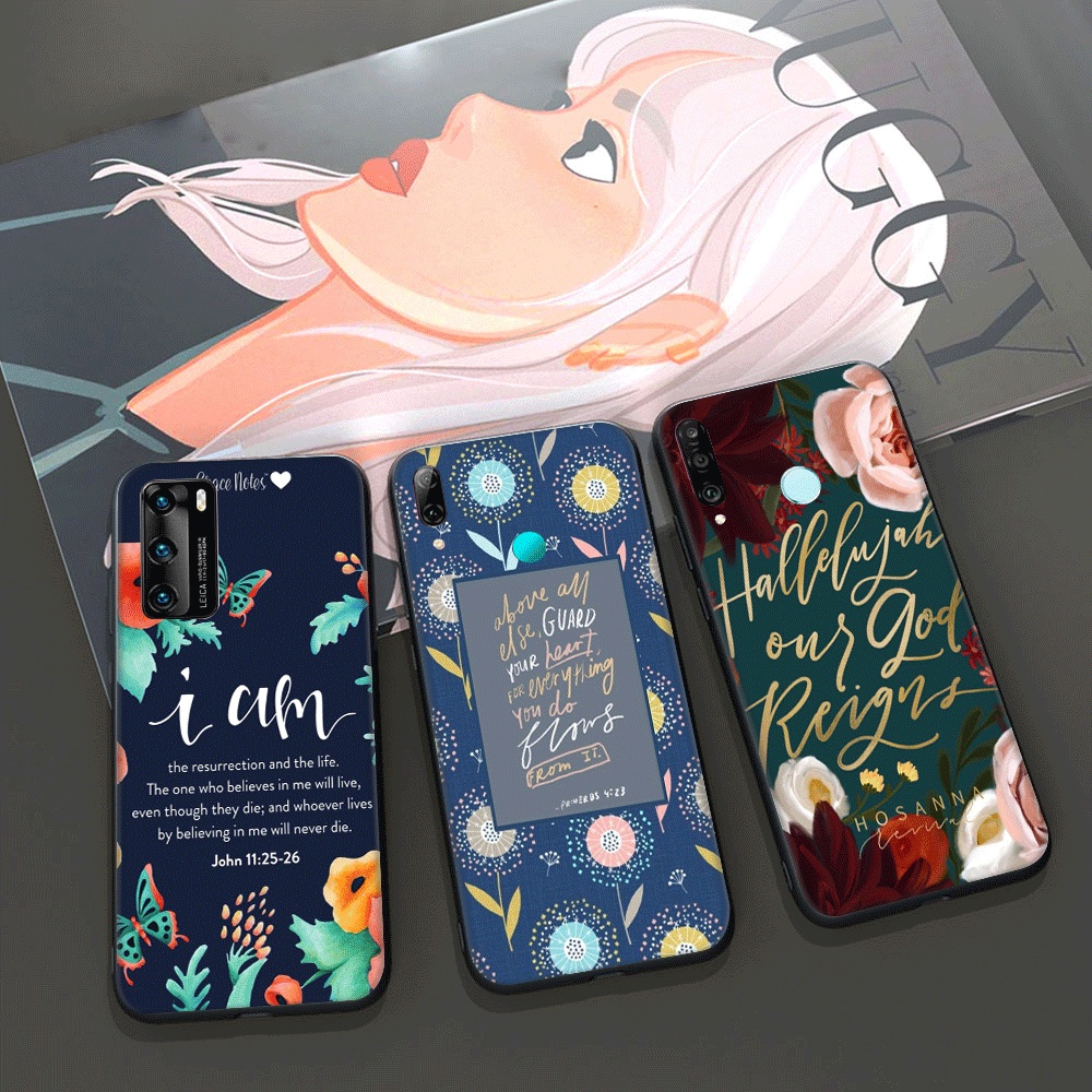 Huawei Nova 5i 5T 7 SE 8i 7 Spot black plastic soft shell Christ Bible ...