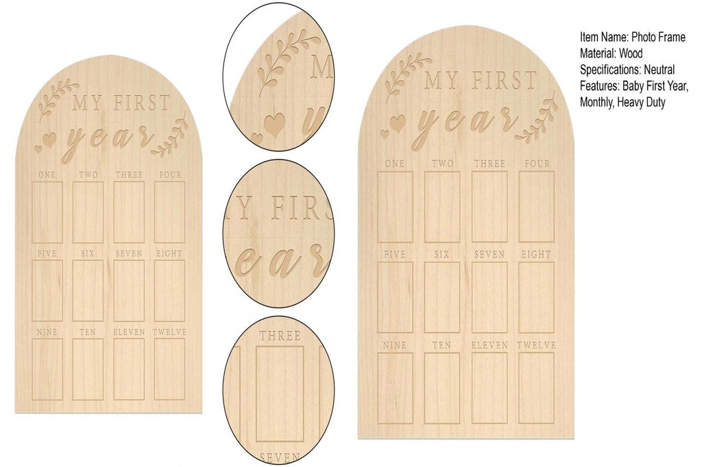 RE.Z Newborn Milestone Photo Frame Baby Monthly Milestone Board Rustic ...