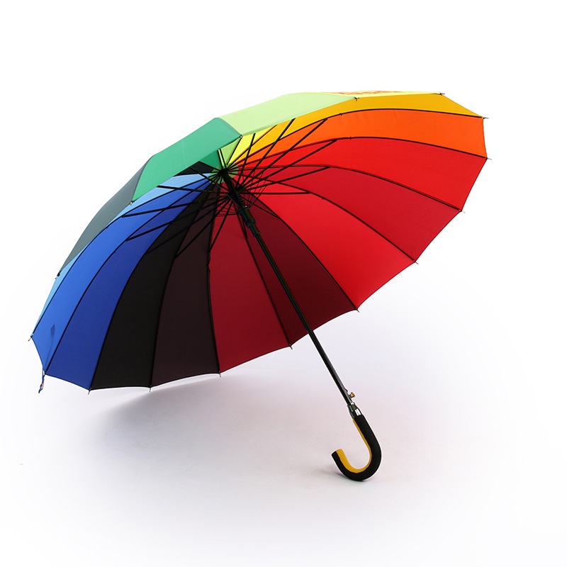 SUMAIRU High Looking Colorful Rainbow Curved Handle Weather Protection High Quality Big Outing ...