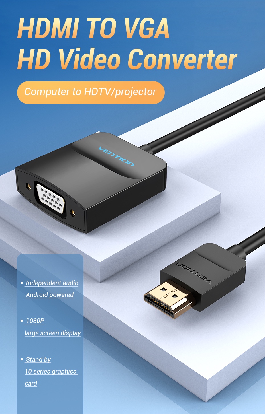 [Shopee Choice] Vention HDMI to VGA Adapter 1080P Audio Video Converter ...