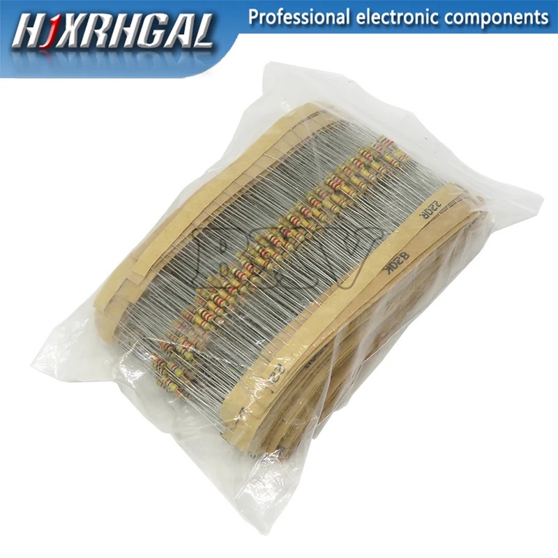 1500PCS 1/4 watt carbon film resistor combination kit 75 value 1 ohm ...