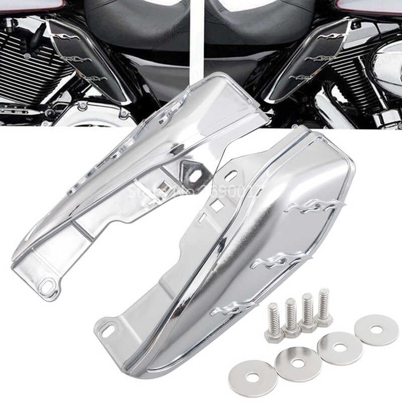 Chrome Motorcycle Flame Heat Shield Mid-Frame Air Deflector Trim gamit ...