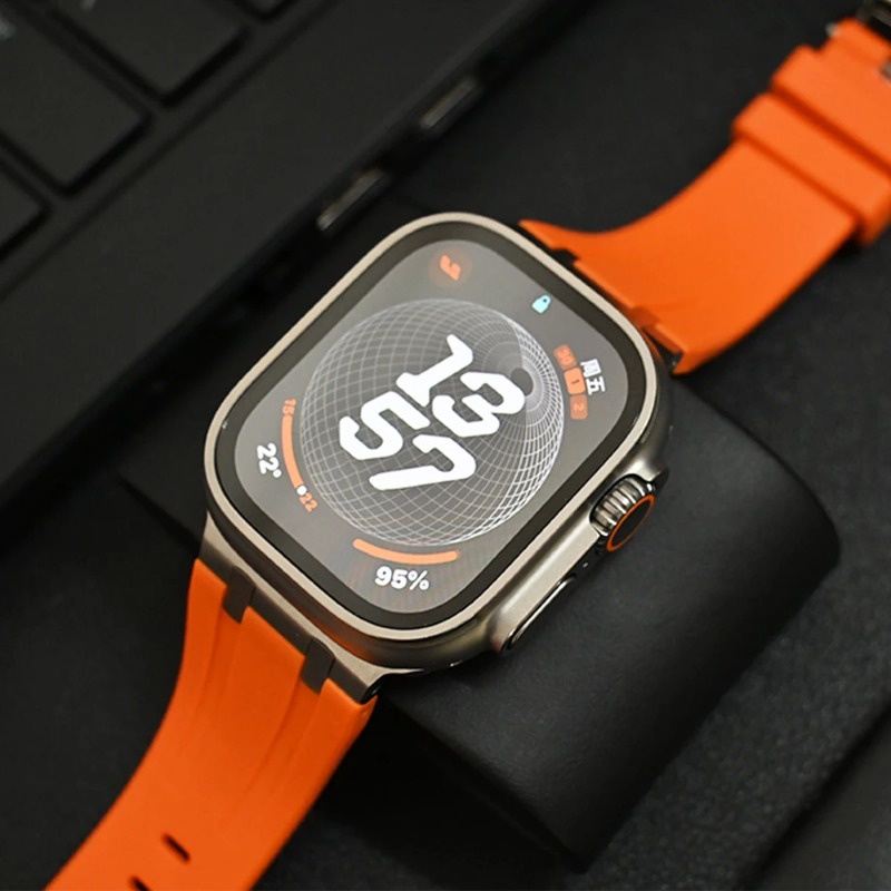 Silicone Band for iWatch Ultra 2 49mm 42 44 45mm Titanium Color Strap ...