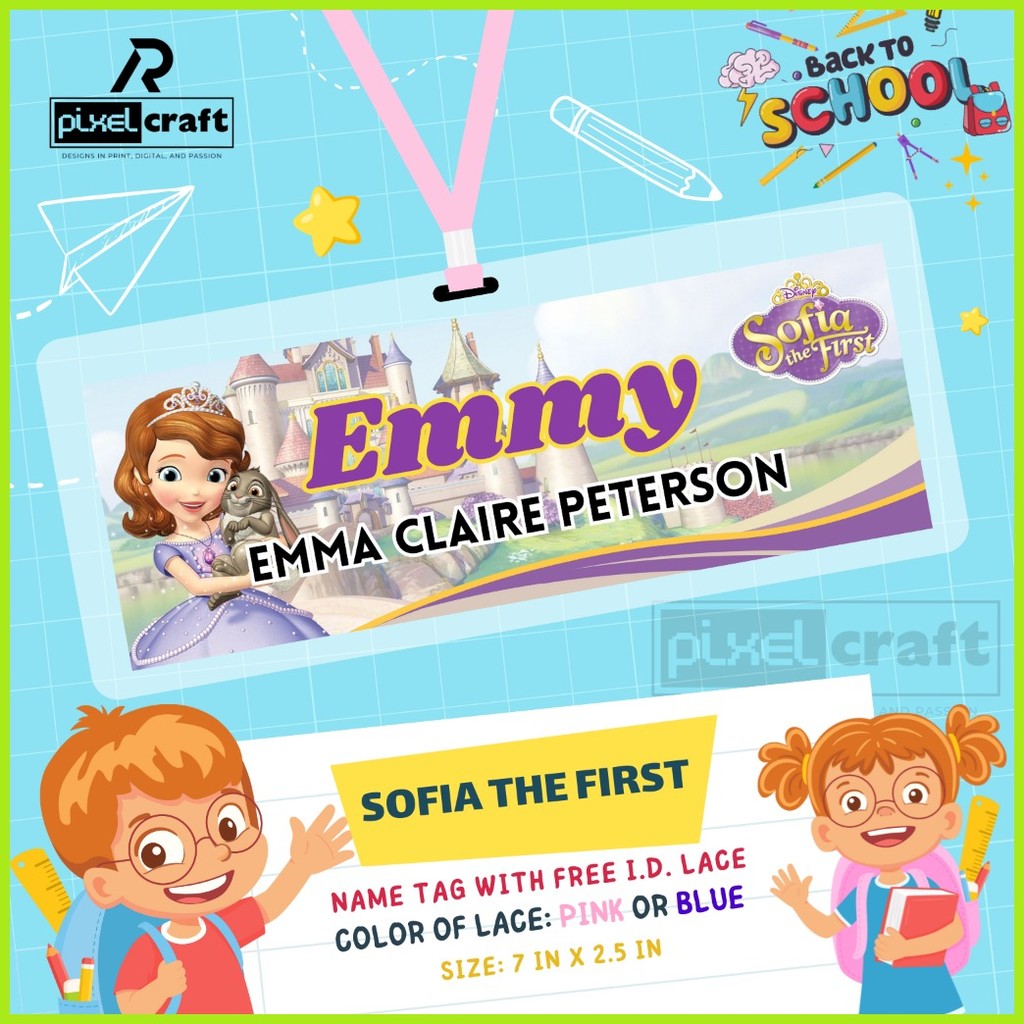 Customized Laminated Name Tag / Name Plate for Kids (BACK TO BACK PRINT ...