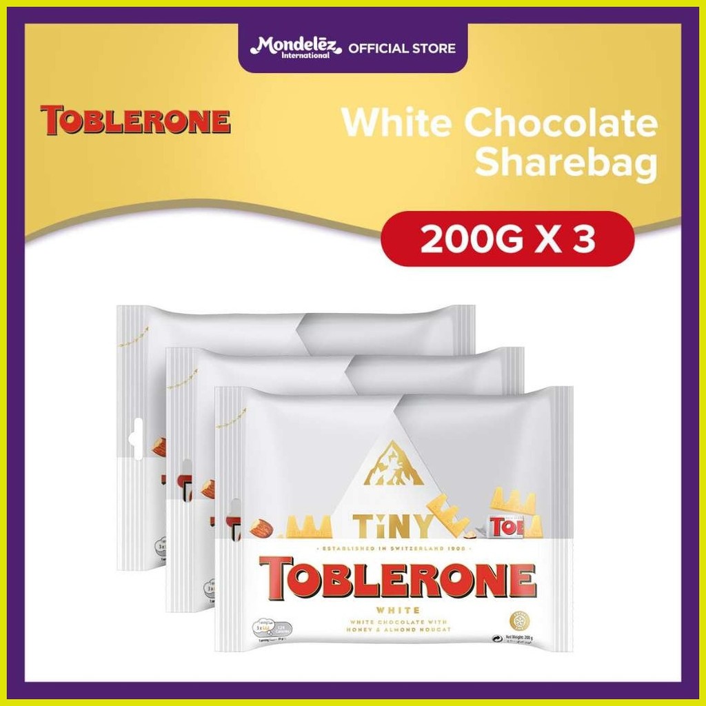 ∈ Toblerone Mini Swiss White Chocolate Bar - Honey & Almond Nougat 200g ...