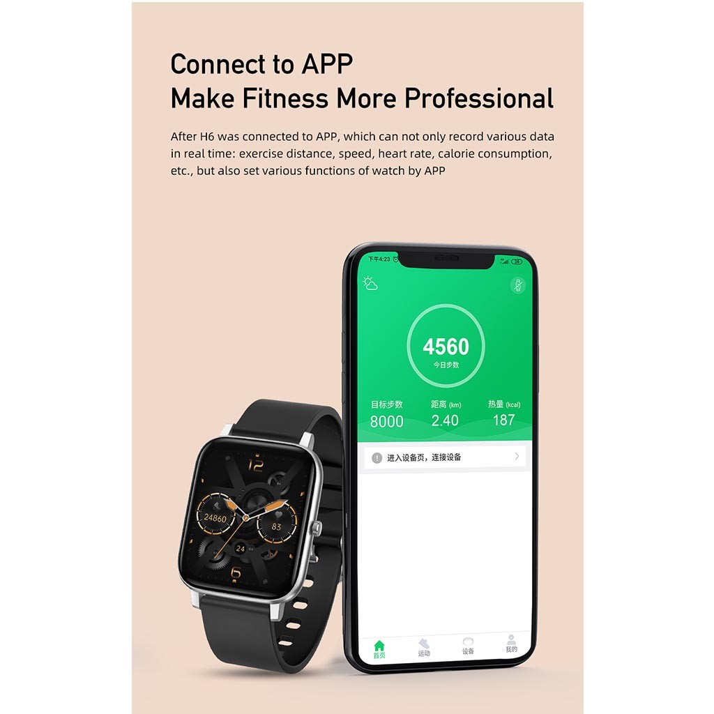 Awei H6 Smart Watch Multi Sports Mode Sleep Monitoring Touch Screen ...