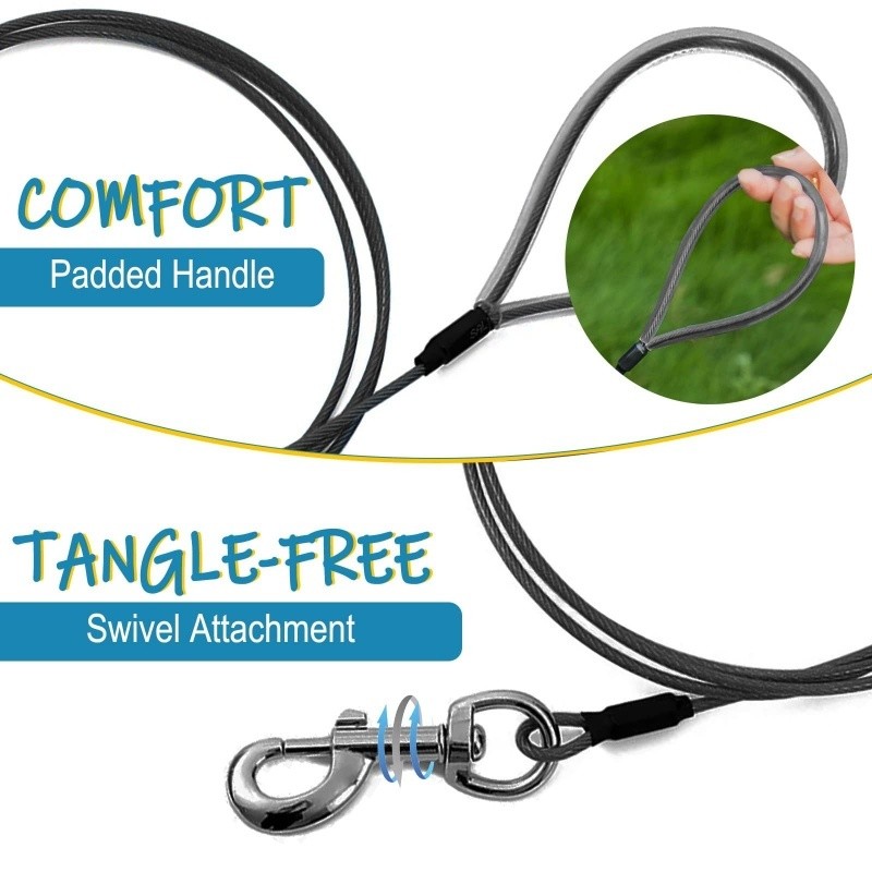 Benepaw Chew Proof Dog Leash Made of Coated Wire Rope Suitable for Any ...