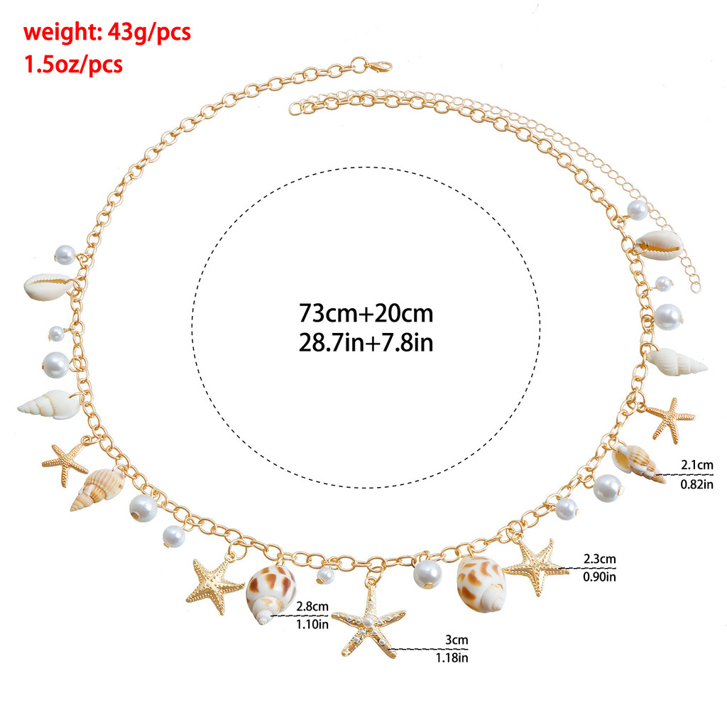 A Fashion Starfish Conch shell belt Chain Waistband Body Chain jewelry ...
