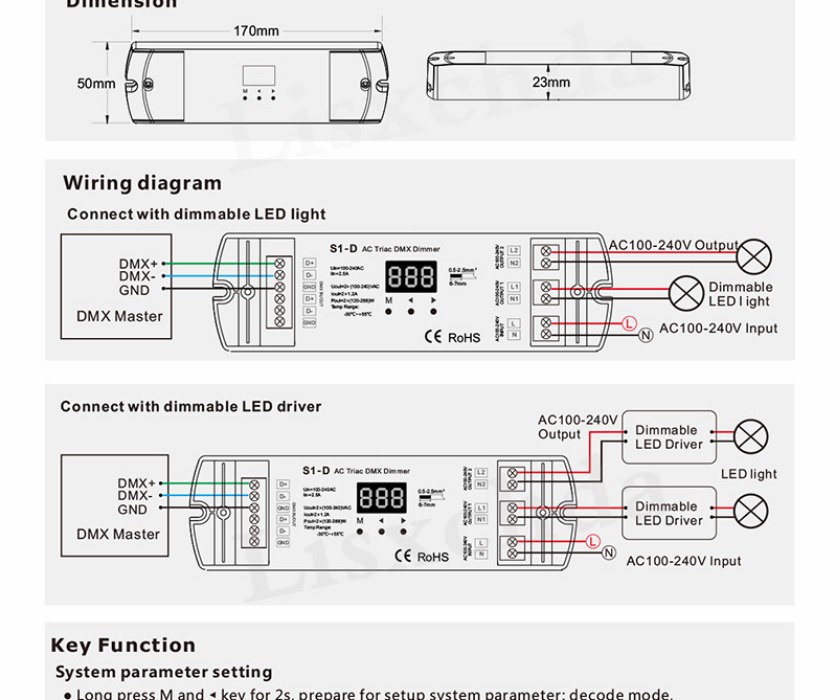 AC100V - 240V 288W 2 Channel 2CH Triac DMX LED Dimmer, Dual channel ...