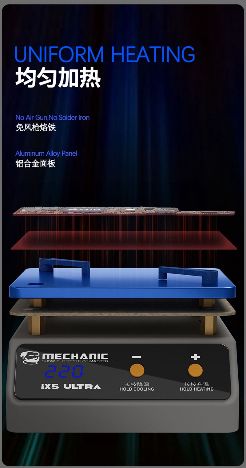 MECHANIC IX5 Ultra Universal Preheating Platform for Mobile Phone Motherboard Layered Bonding ...