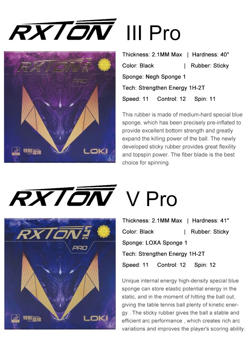 Original LOKI RXTON 9 National Table Tennis Rubber RXOTN 3Pro/5Pro ...