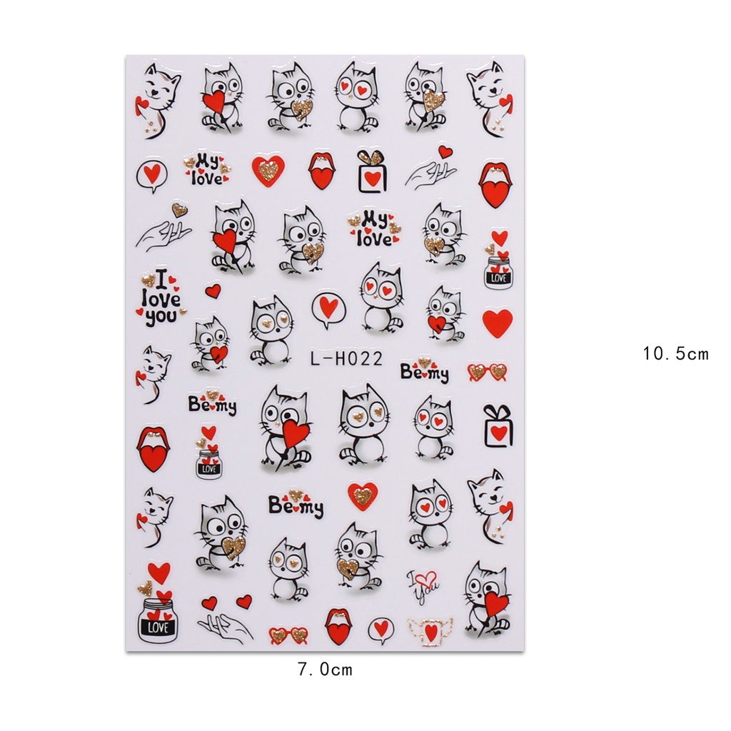 HAMA NAIL Nail Art Stickers Wholesale Valentine's Day Cartoon Cute Gold ...