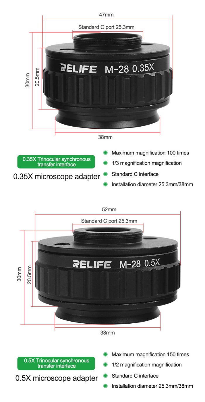 RELIFE 0.5X 0.35X Adapter Lens Focus Adjustable Camera Installation C ...
