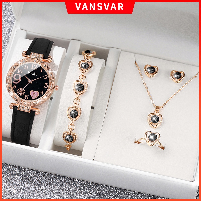 Fashion Women Watches Leather Band Quartz Watch Rhinestone Jewelry Set ... Fashion Women Watches Leather Band Quartz Watch Rhinestone Jewelry Set ...