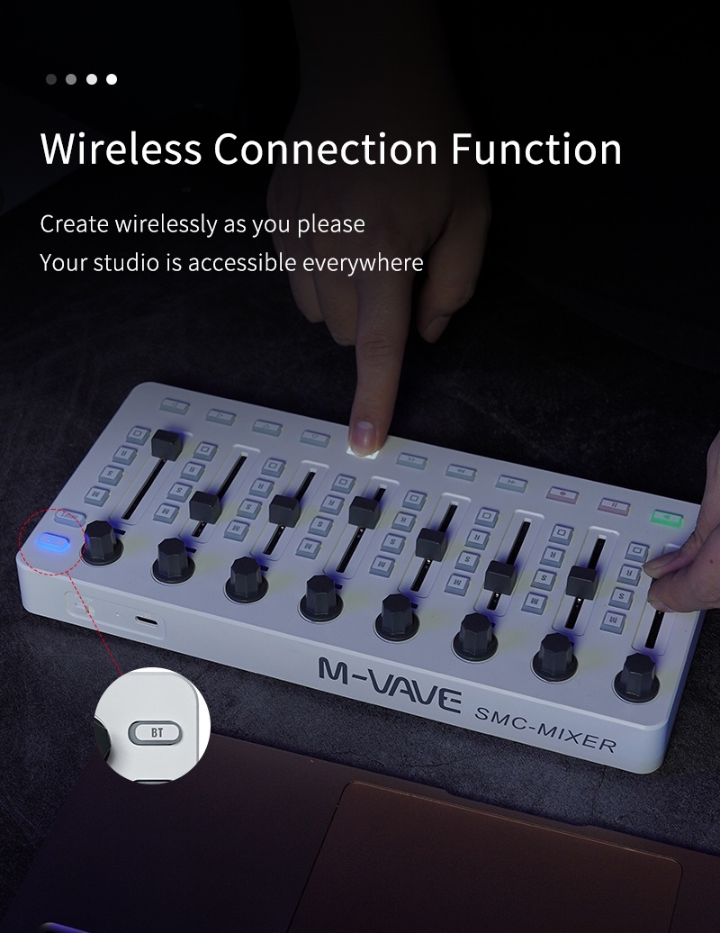 M-VAVE SMC-Mixer Wireless MIDI Controller Mixing Console BT Connection ...