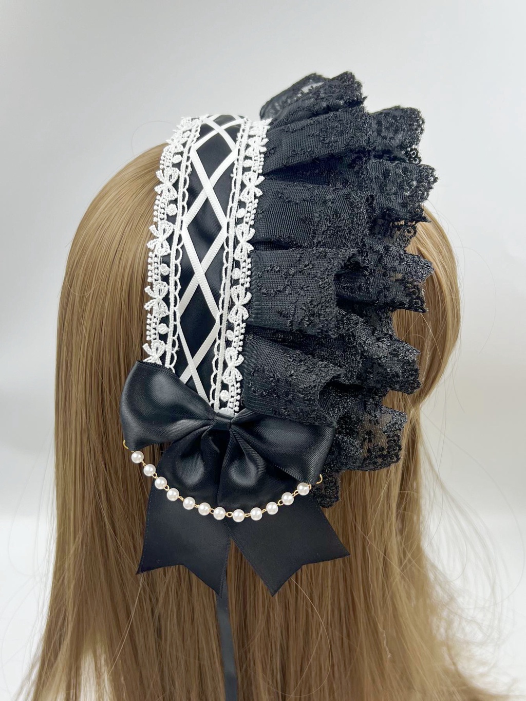 Anime Lolita Rabbit Ears Frilled Lace Hair Clip Headband Detachable ...