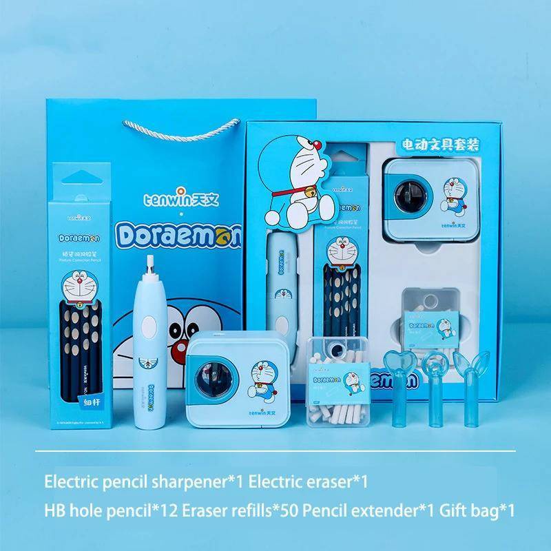 Electric Doraemon Stationery Set Cartoon Office Student School Supplies ...
