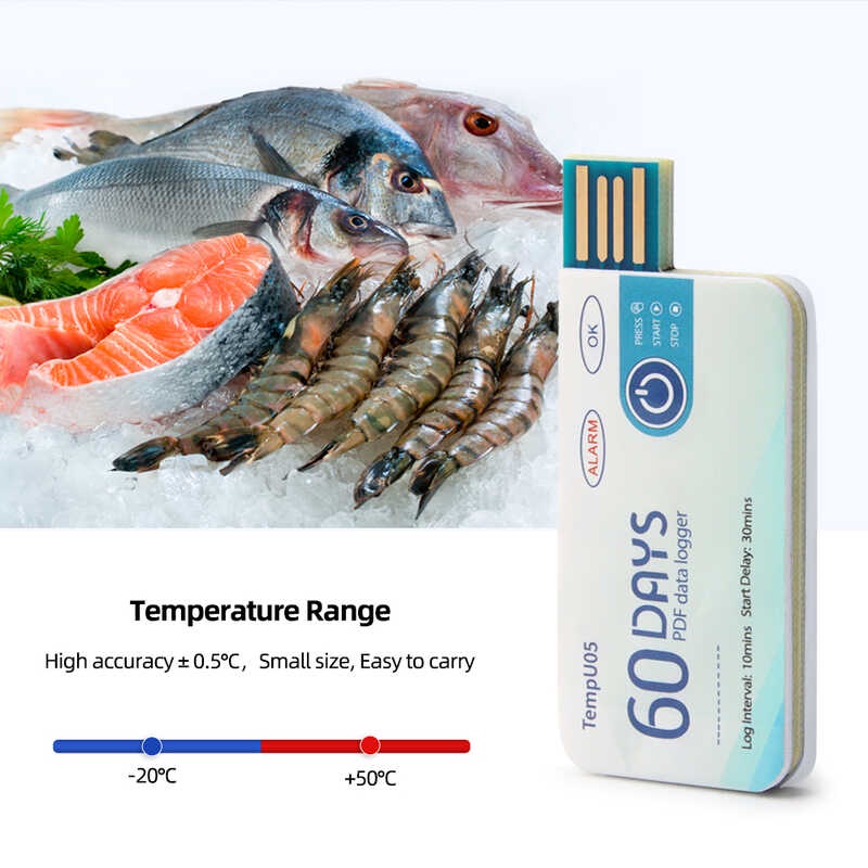 Portable USB Temperature Recorder 60 Days PDF Report Disposable USB ...