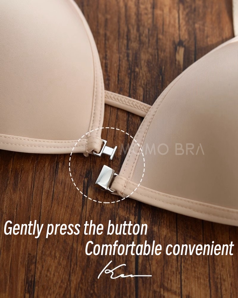 MOMO Front Buckle Push Up Bra Seamless Backless Bra Hanging Neck Style ...