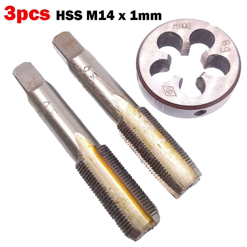 TBTOPONE ️3pcs HSS For M14 x 1mm Taper& Tap& For M14 x 1mm Die Metric ...