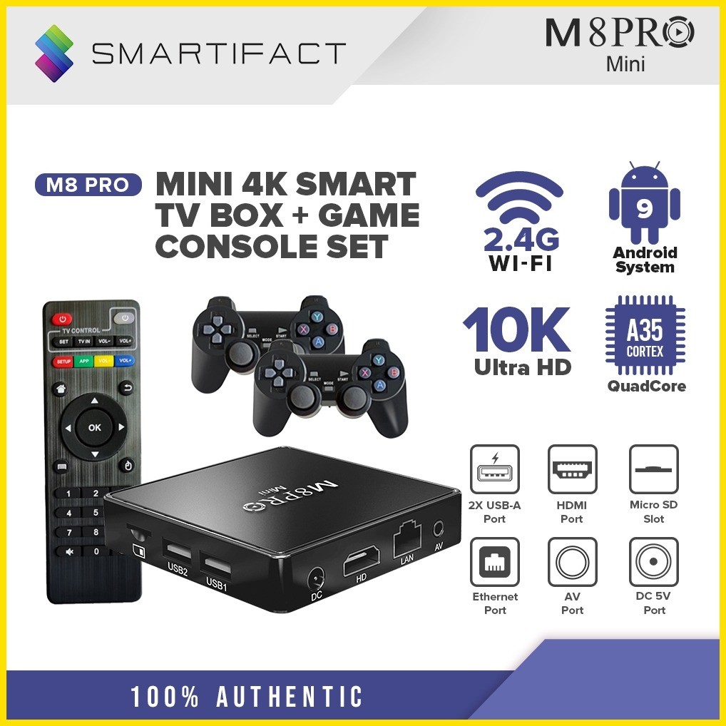 ♈ ۞ Smartifact M8 PRO Mini 4K Smart Tv Box + Game Console Set Support 2 ...