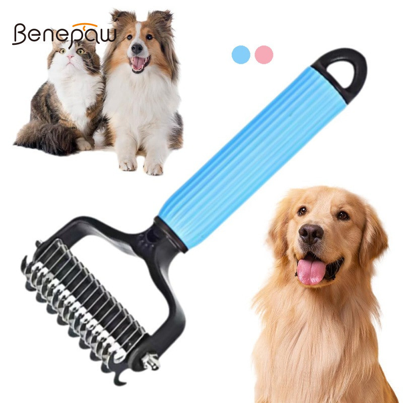 Benepaw Dual Sided Undercoat Rake for Medium to Long Haired Pets with ...