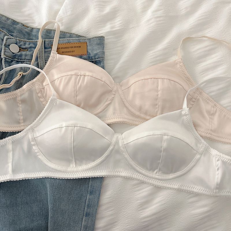 French Sweet Underwear Female Solid Color Small Breasts Gathering No ...