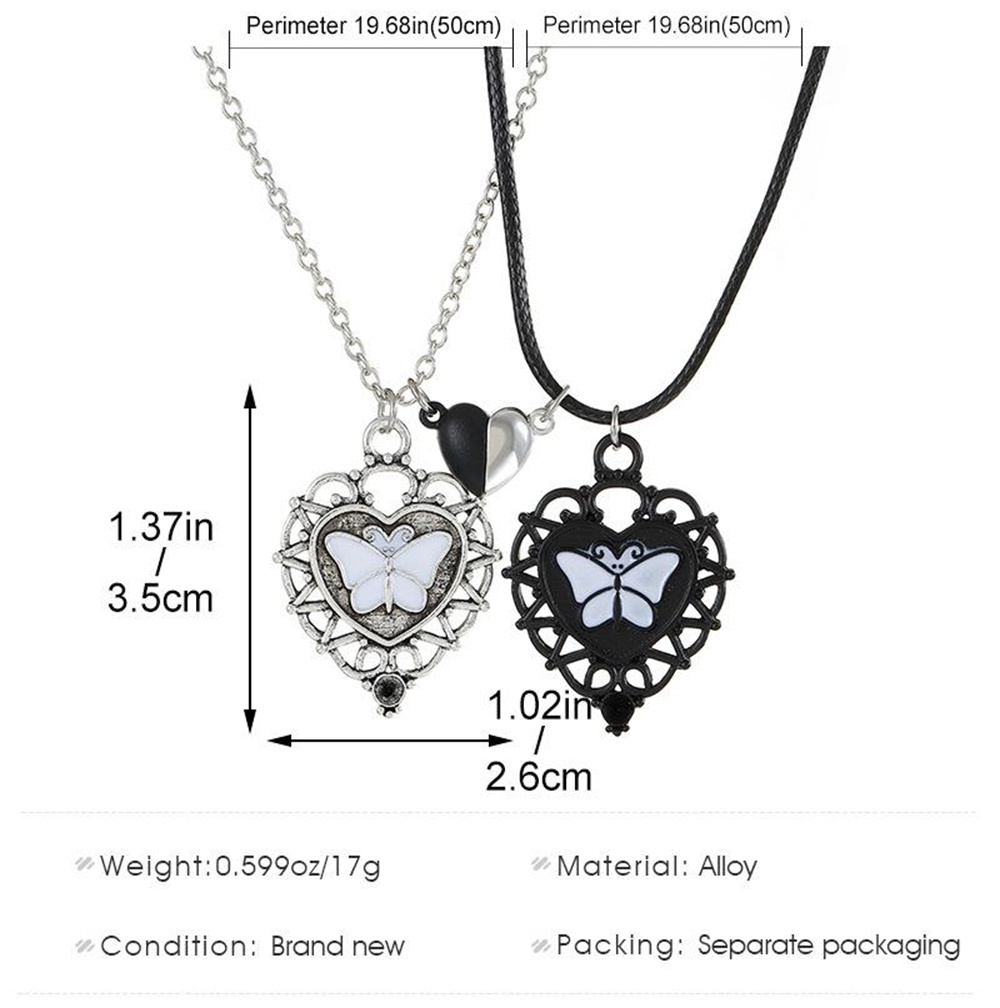 READY STOCK Retro Butterfly Heart Magnet Necklace for Men Women Hollow ...