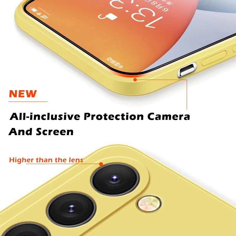 for Samsung Galaxy A54 A34 A14 A13 5G A24 4G Case Shockproof Square Liquid Silicone Camera Lens ...