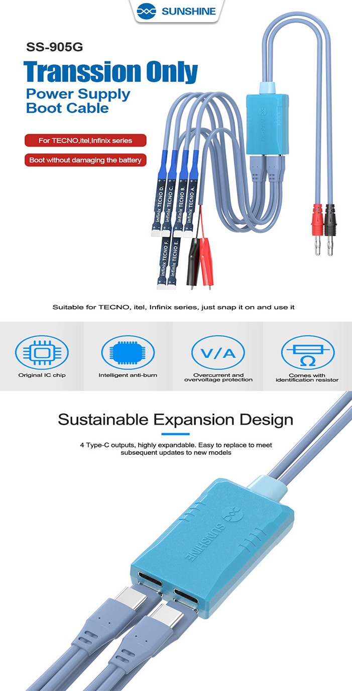 SUNSHINE SS-905G Transsion Only Power Boot Cable Set Suit for TECNO ...